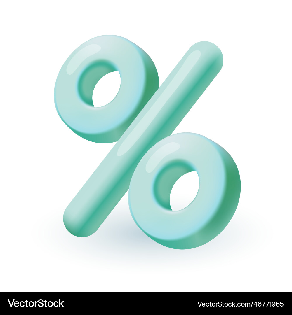 Green percentage symbol 3d icon Royalty Free Vector Image