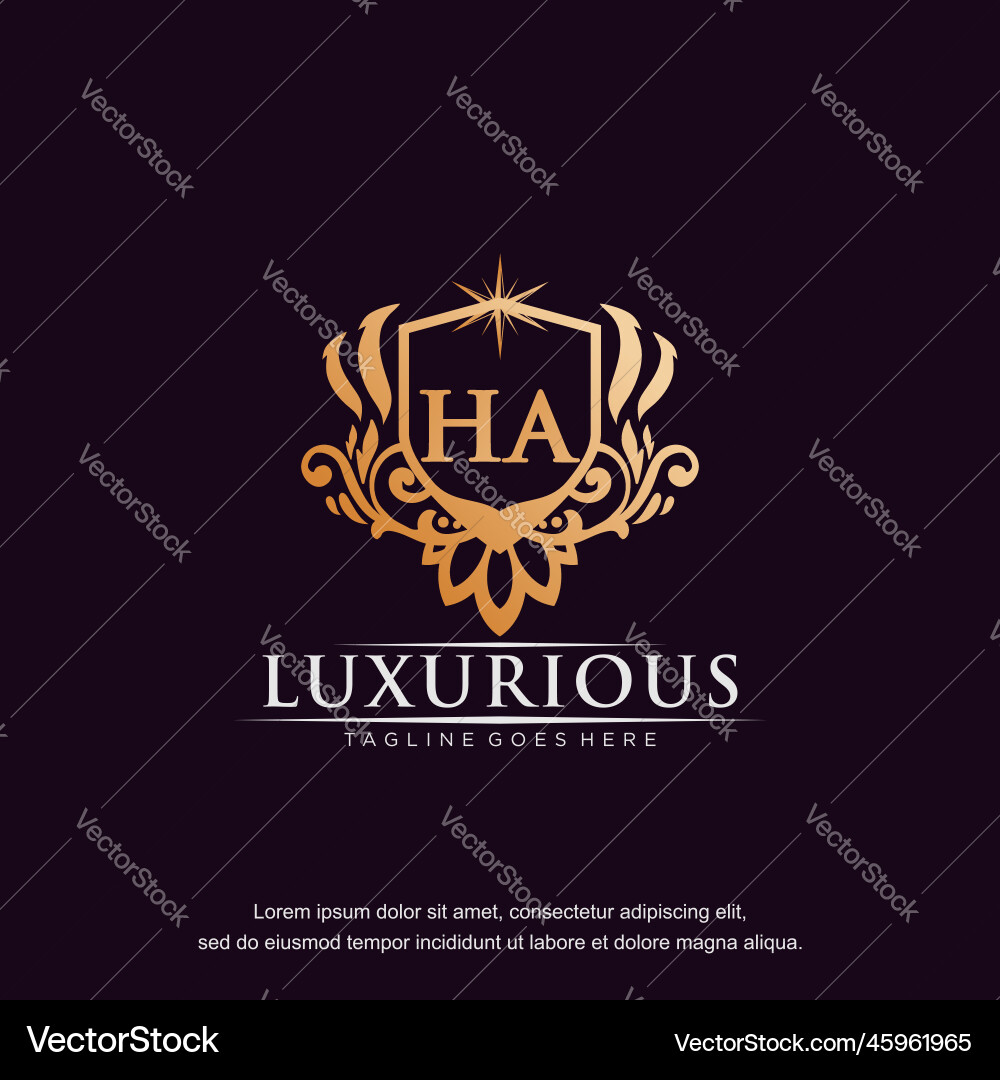 Ha initial letter luxury ornament gold monogram Vector Image