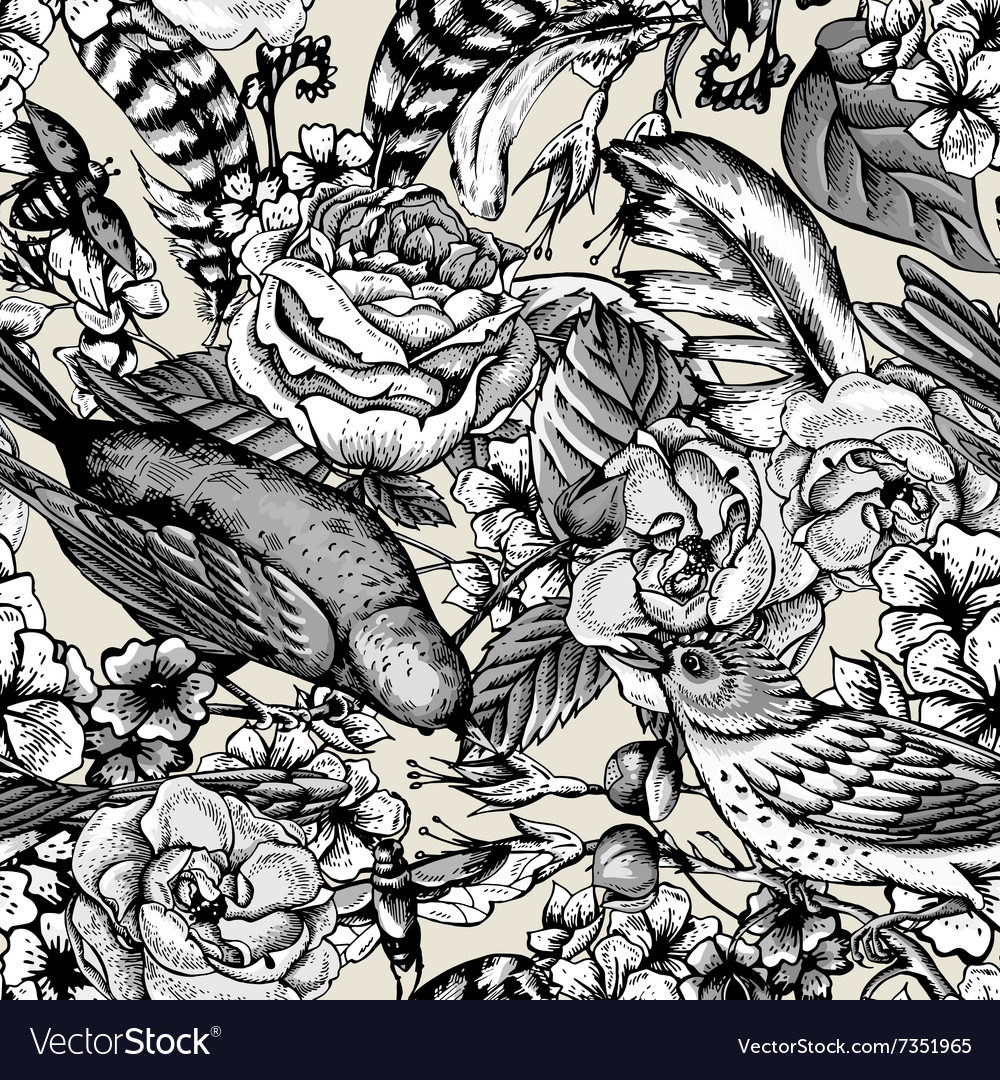 Hand drawn spring seamless pattern Royalty Free Vector Image