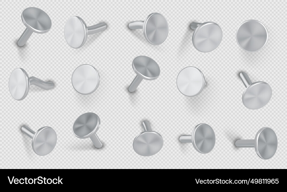 Nails hammered into wall steel or silver pin Vector Image