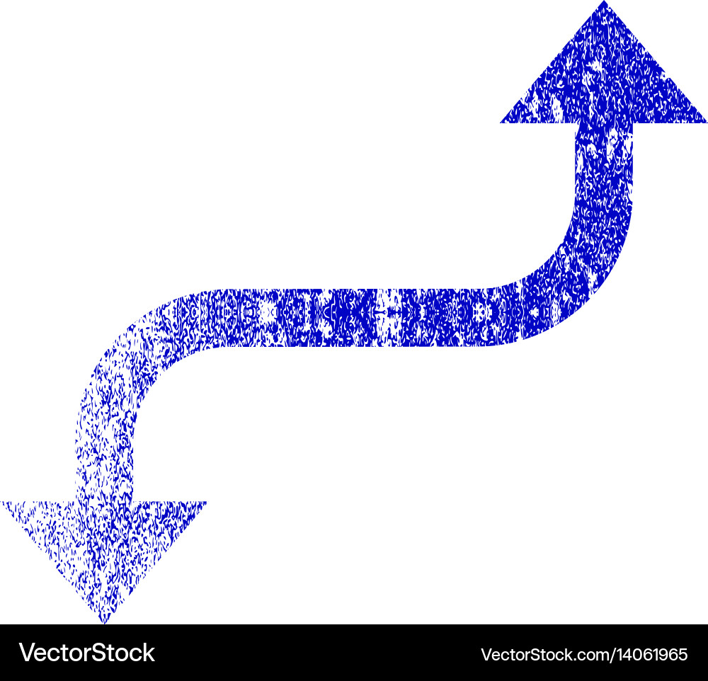 Opposite curved arrow grunge textured icon Vector Image