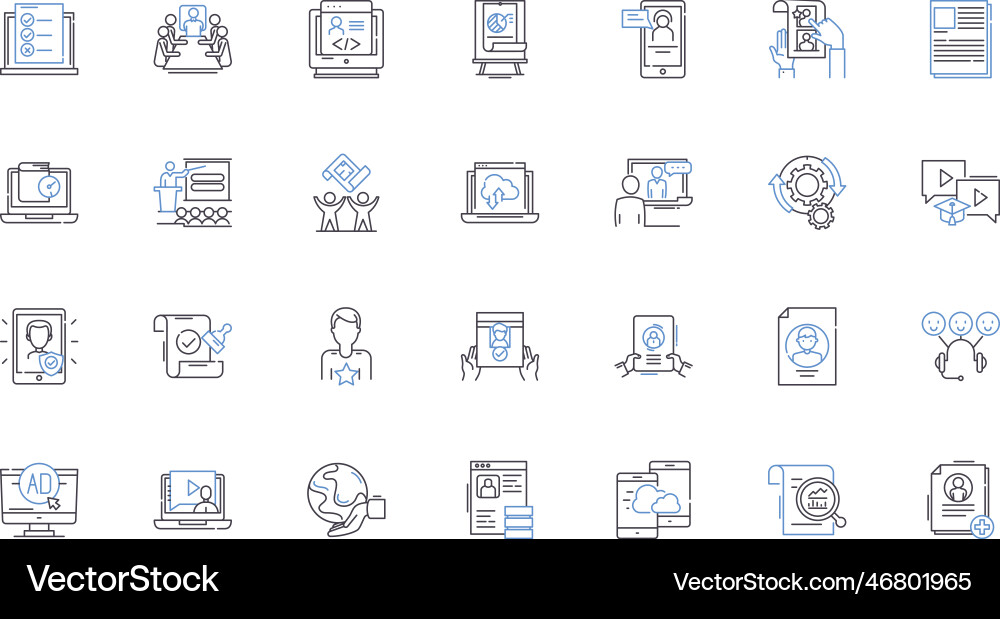 Press corps line icons collection journalism Vector Image
