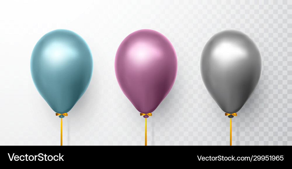 Realistic blue purple and gray balloons Royalty Free Vector