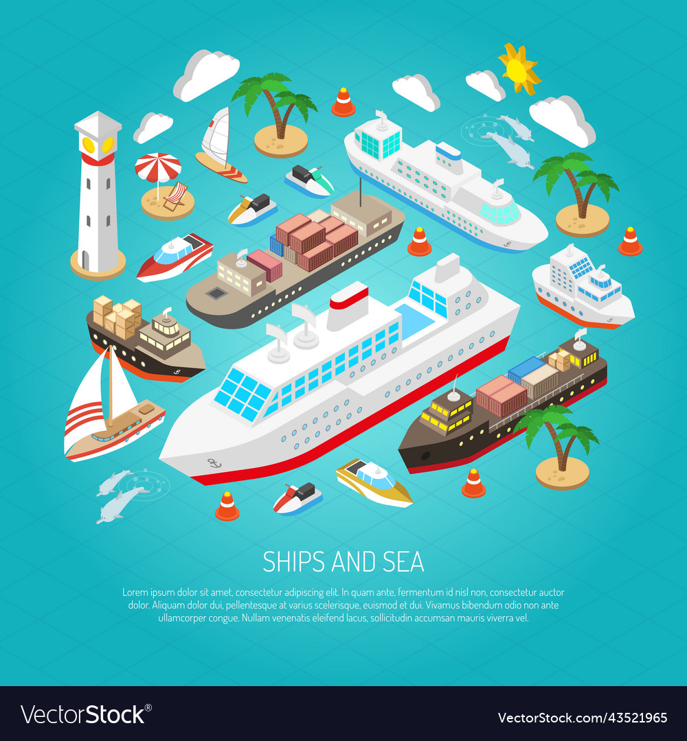 Sea and ships concept Royalty Free Vector Image