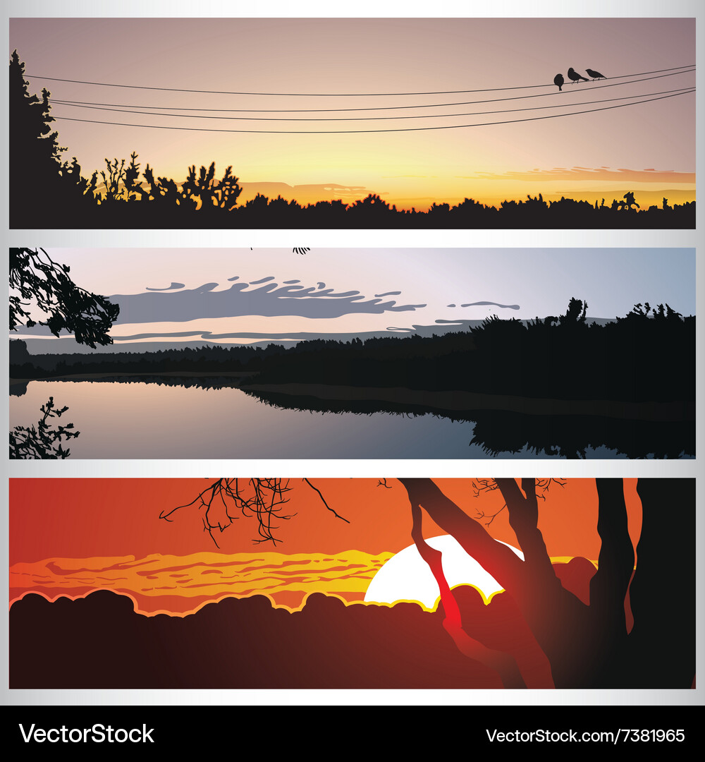 Set of nature forest banners Royalty Free Vector Image