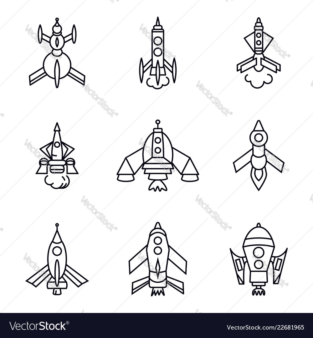 Set of rocket icons isolated on white background Vector Image