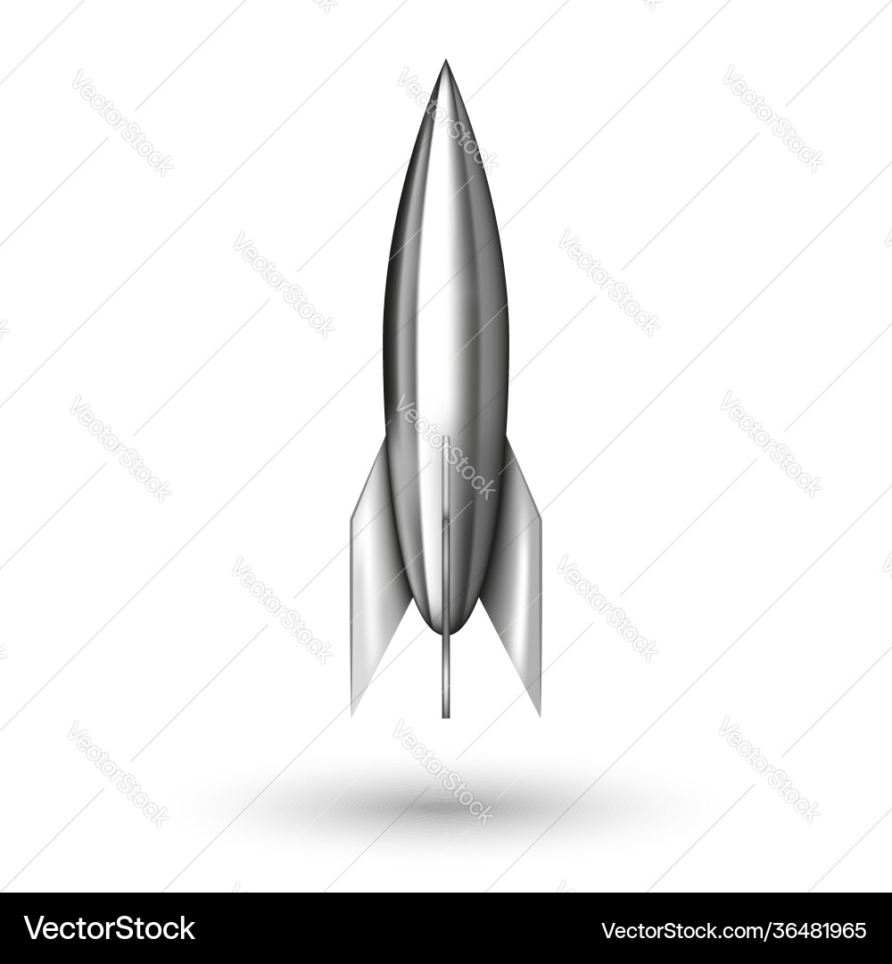 Small toy shiny metallic rocket isolated on white Vector Image