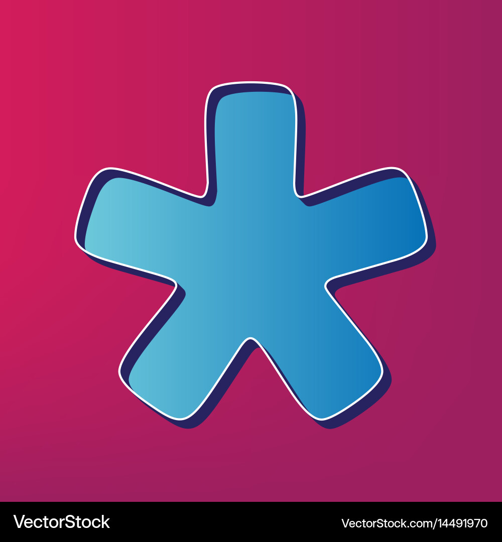Asterisk star sign blue 3d printed icon Royalty Free Vector