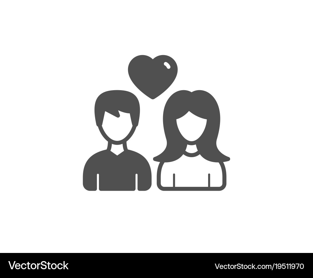 Couple simple icon users with heart sign Vector Image