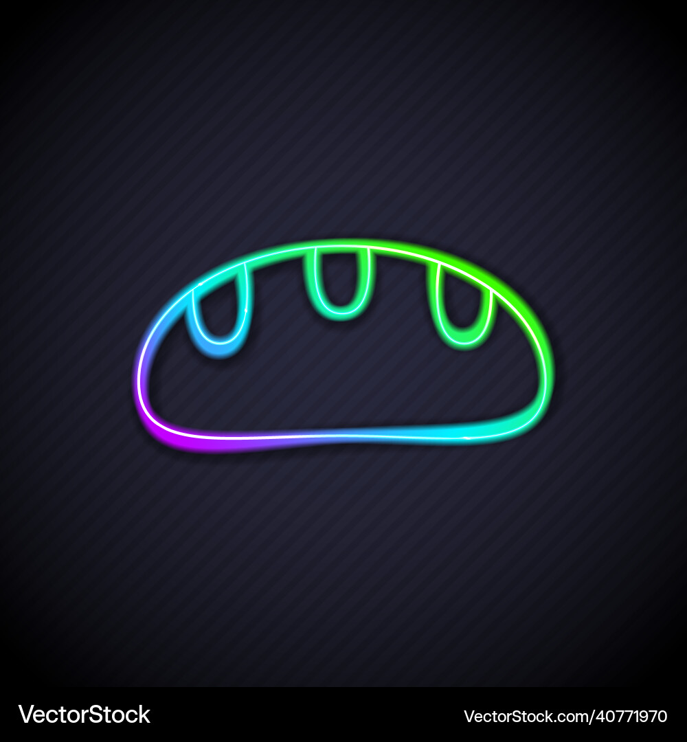 Glowing neon line bread loaf icon isolated Vector Image