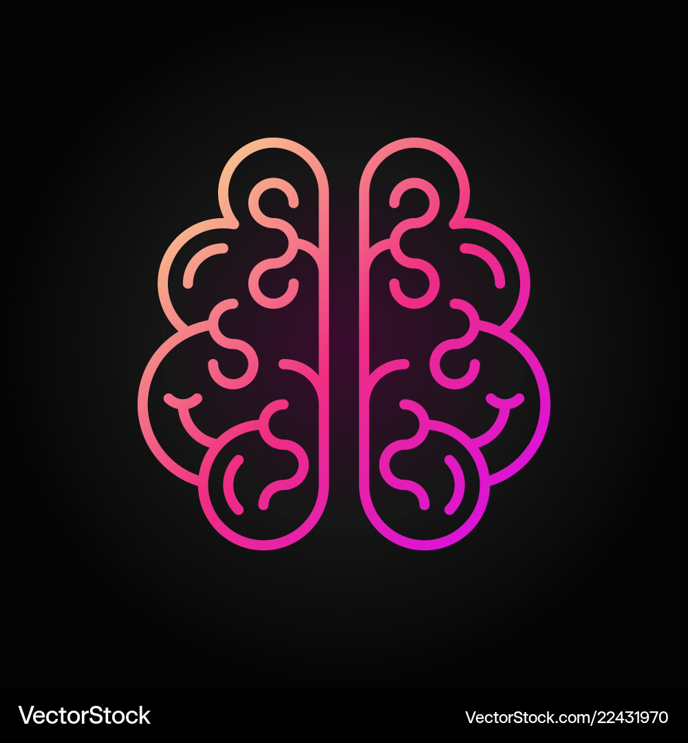 Human brain red icon in outline style Royalty Free Vector