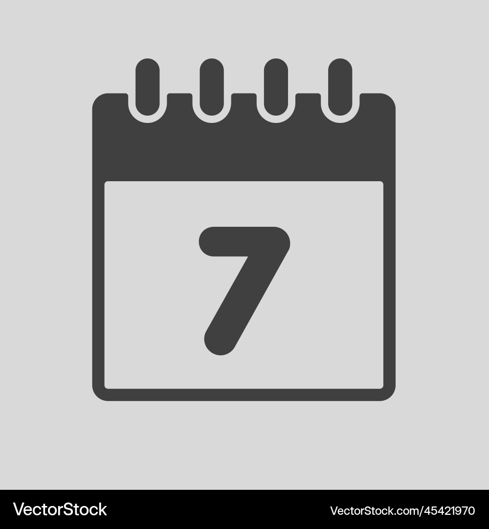 Icon page calendar day - number 7 Royalty Free Vector Image