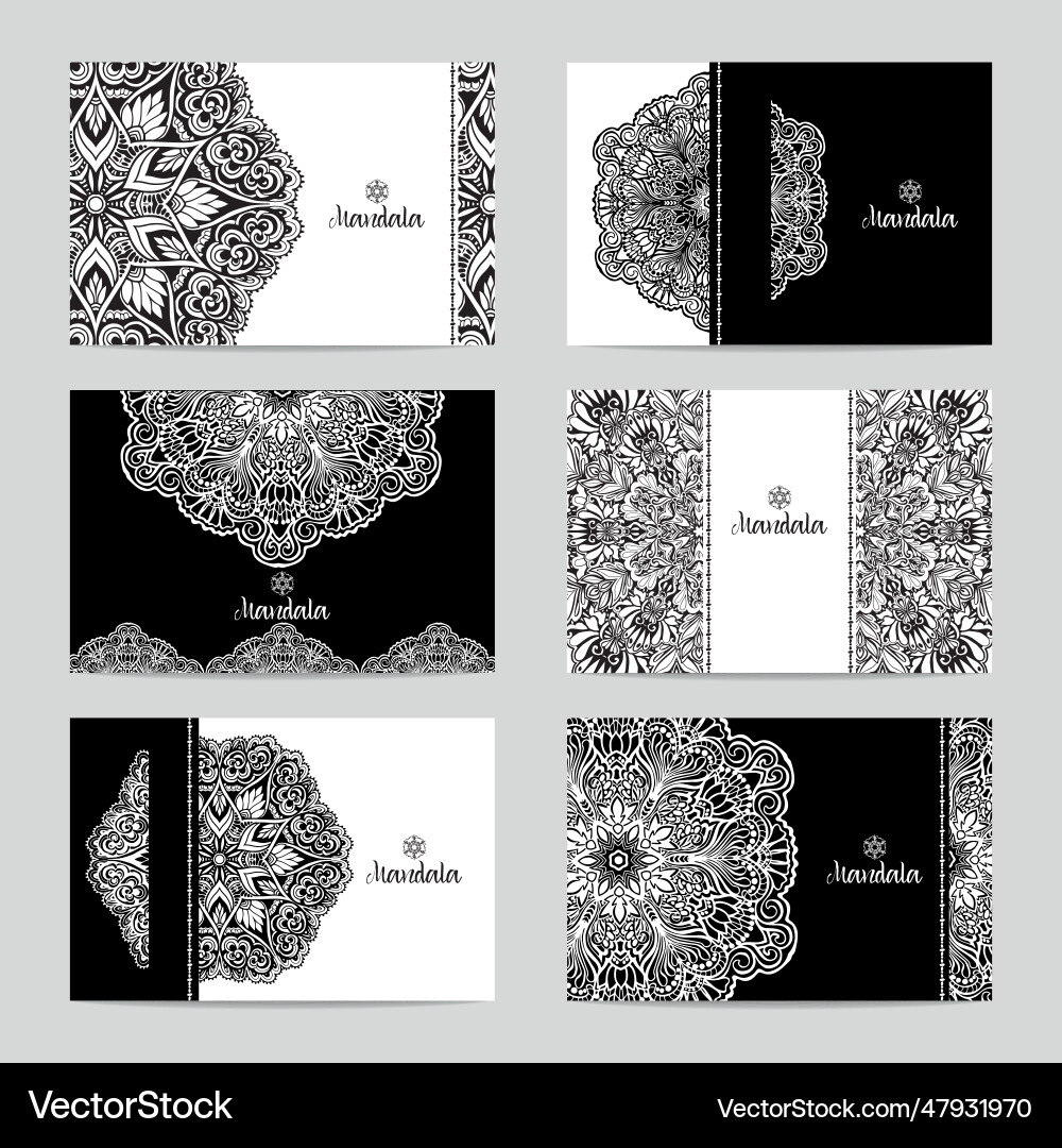 Mandala card set mandala card set Royalty Free Vector Image