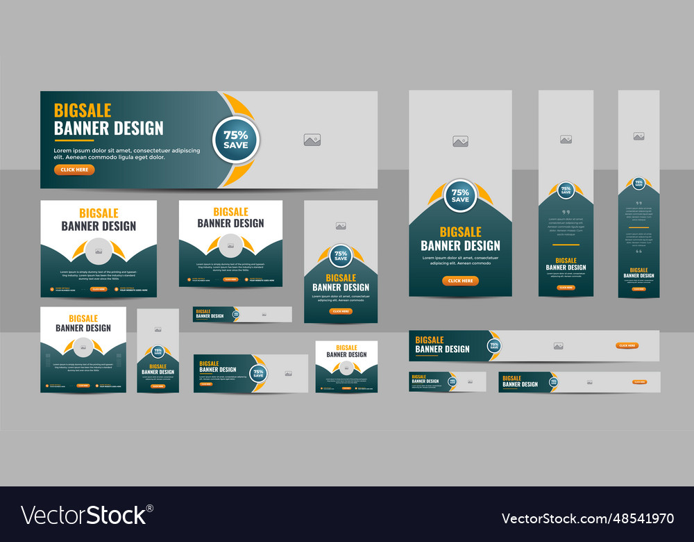 Modern web banner design template set Royalty Free Vector