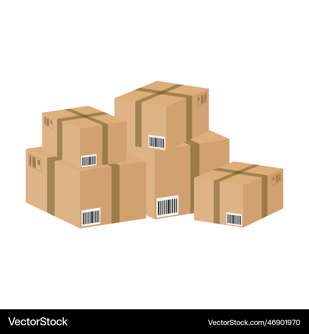 Pile of mail parcel boxes courier delivery Vector Image