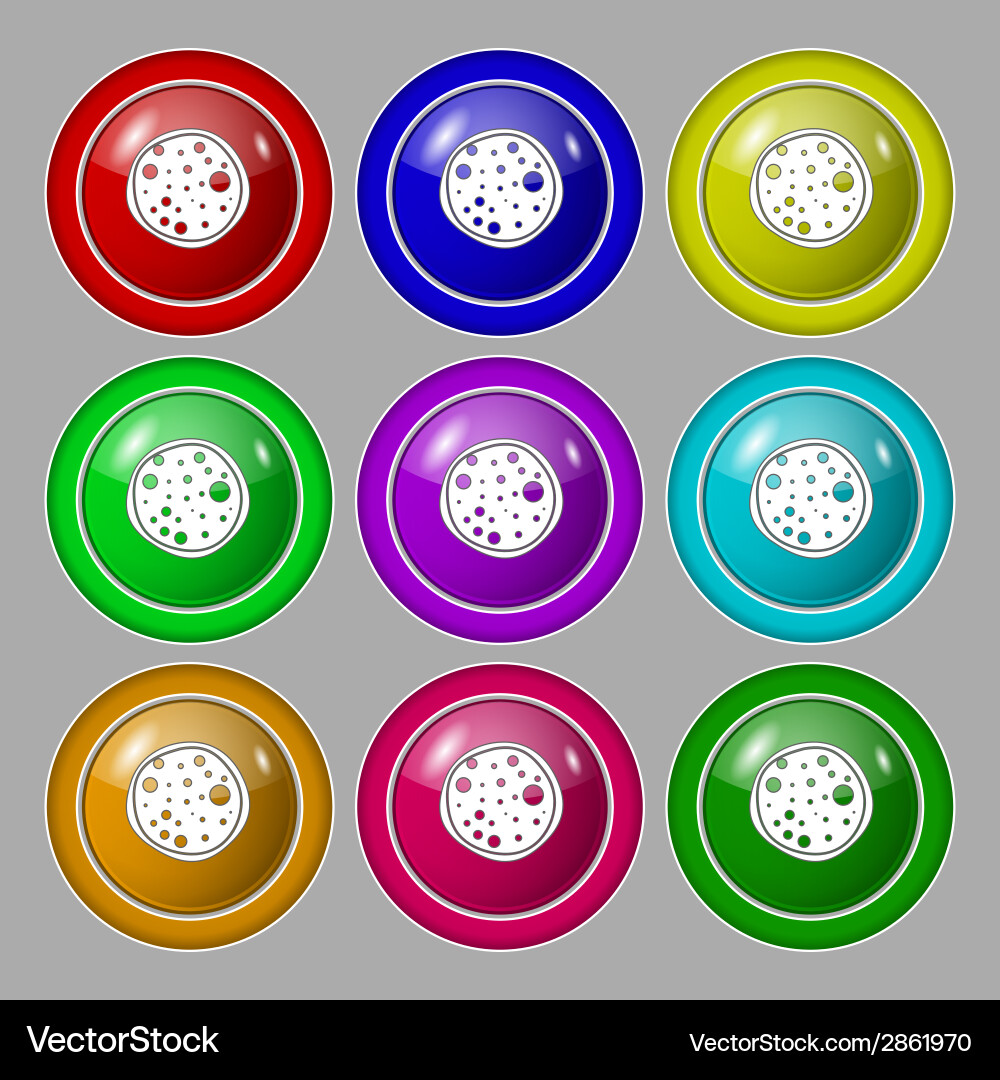 Pizza icon set colourful buttons sign Royalty Free Vector