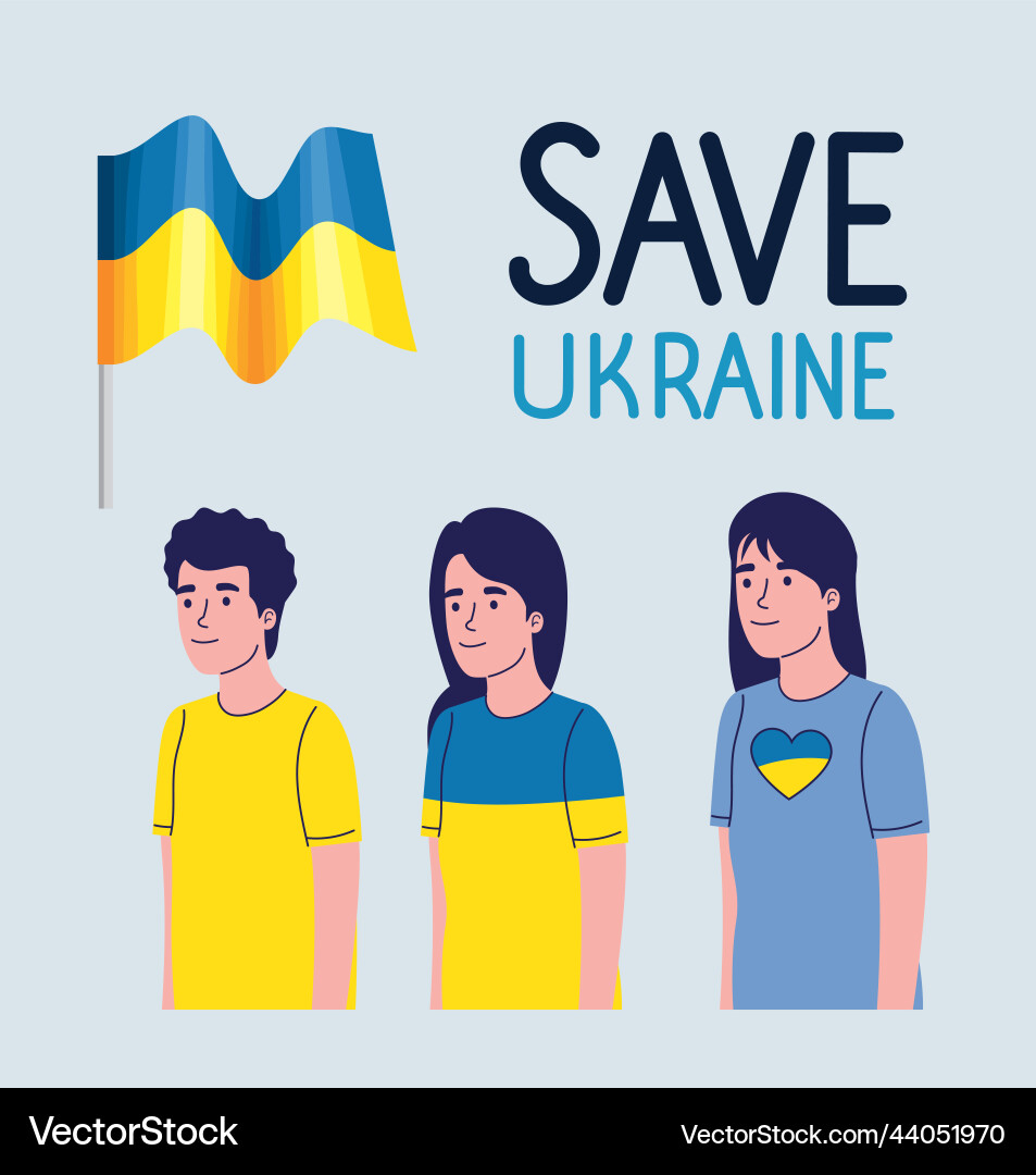 Save ukraine lettering and people Royalty Free Vector Image