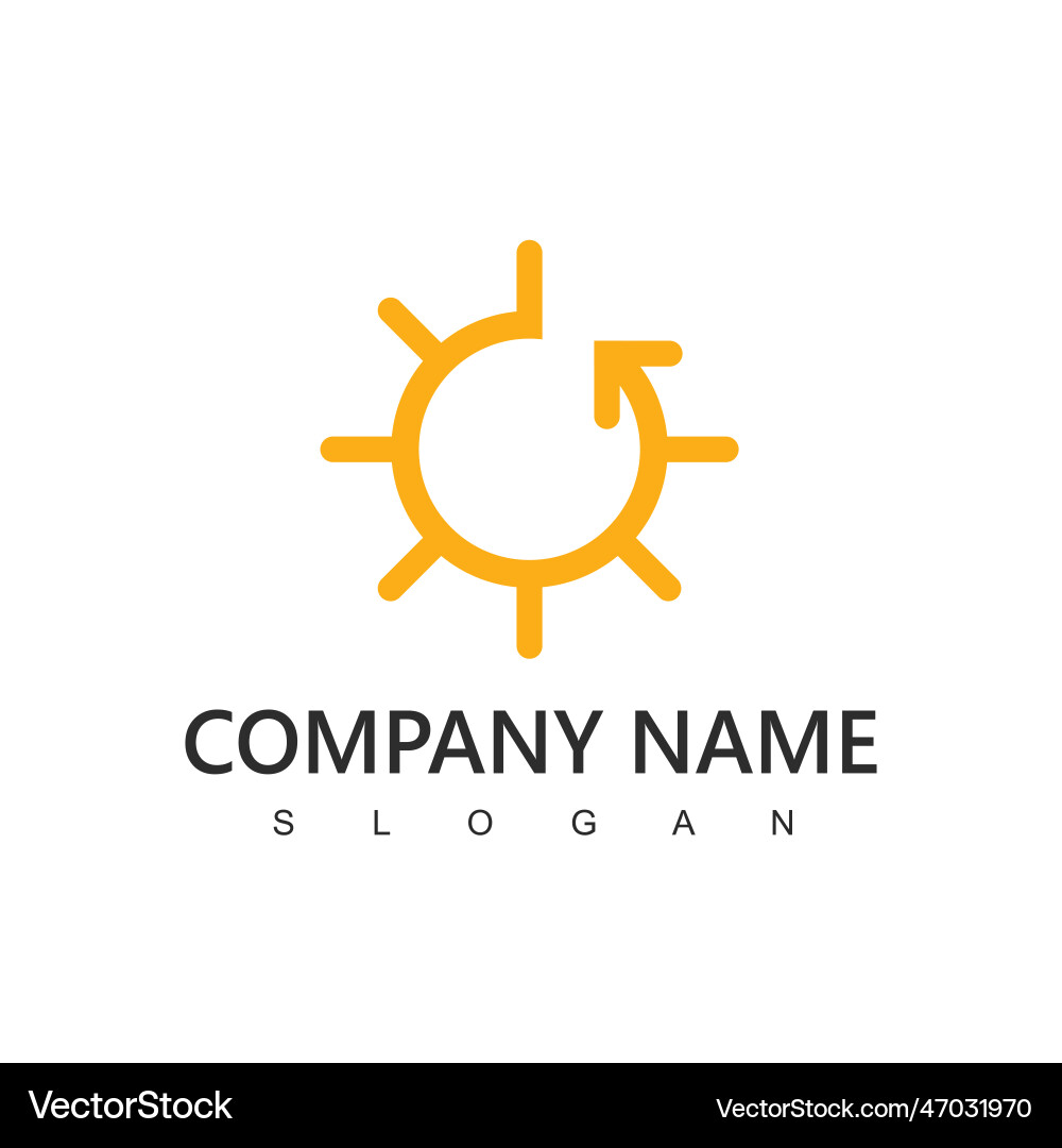 Solar cell logo renewable energy symbol using sun Vector Image