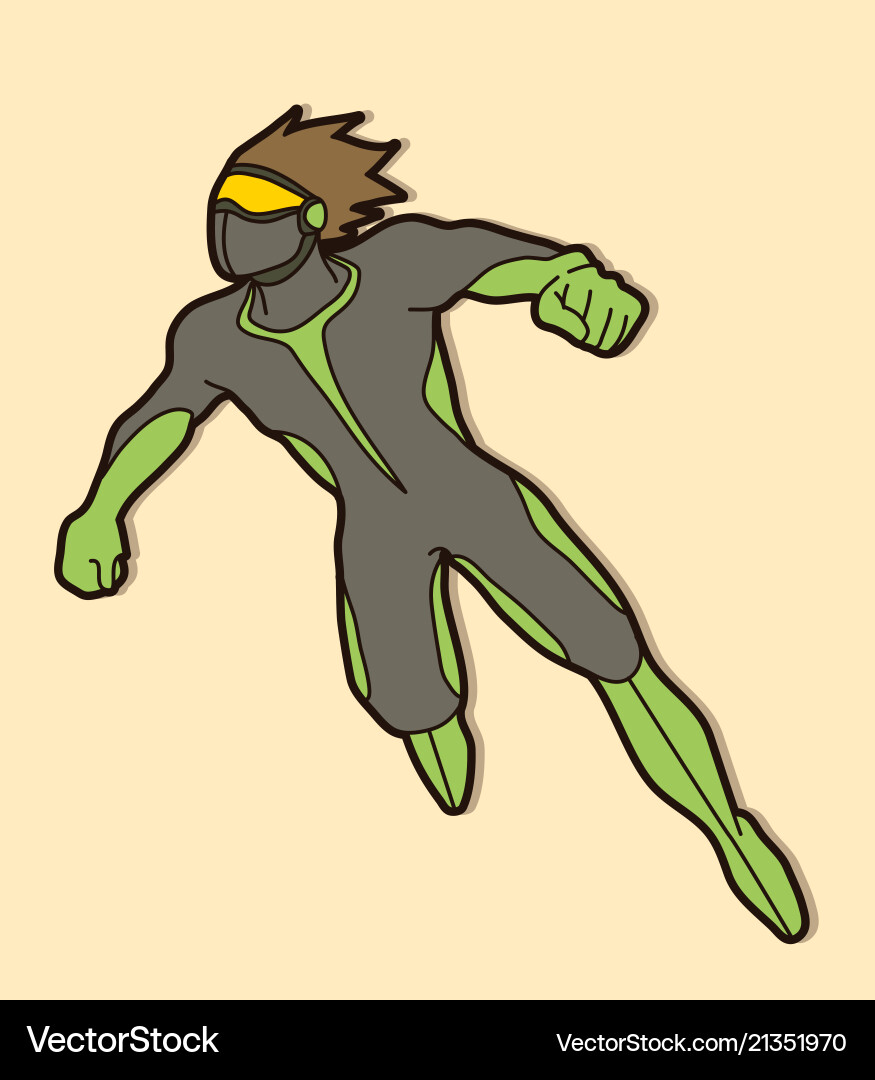 Superhero flying action cartoon man Royalty Free Vector