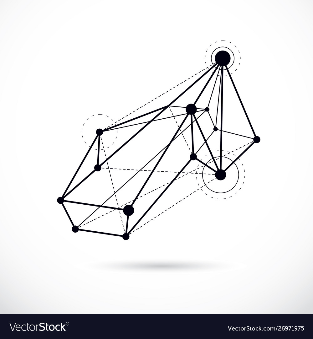 Abstract geometric 3d wireframe object digital Vector Image