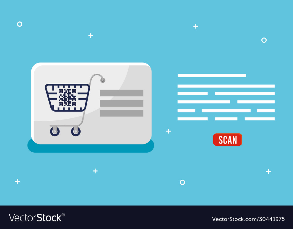 Bar code inside shopping cart design Royalty Free Vector