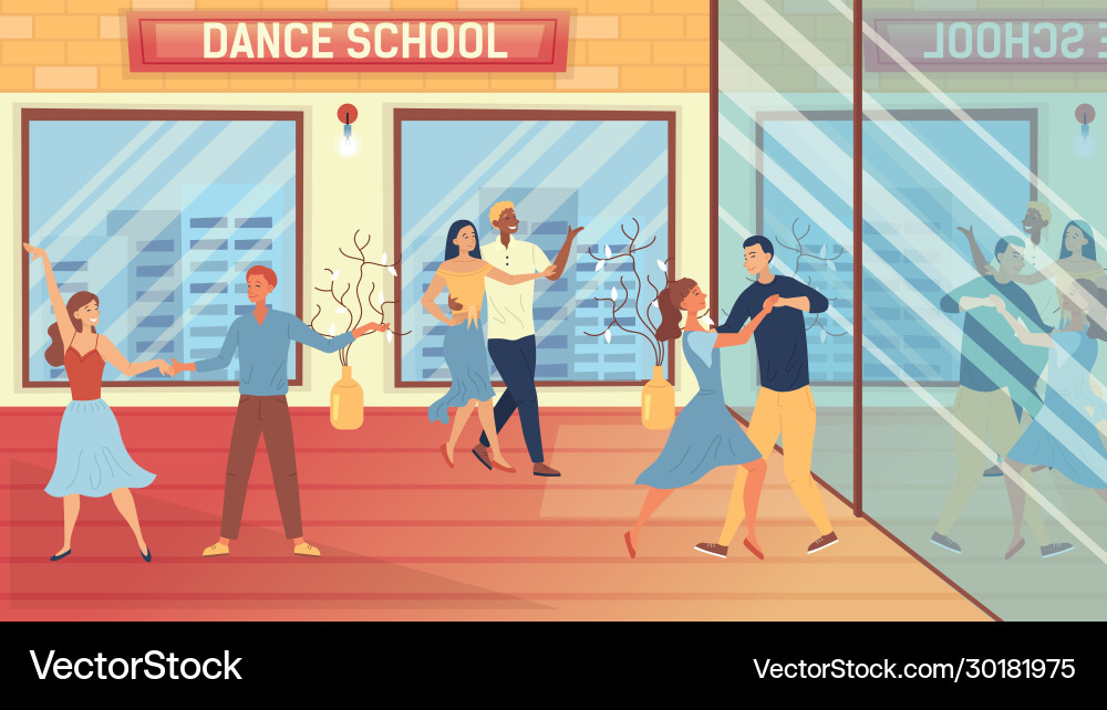 Dance school concept people are having a Vector Image