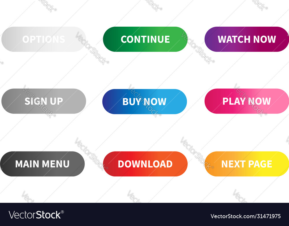 Gradient buttons for website - set bright Vector Image