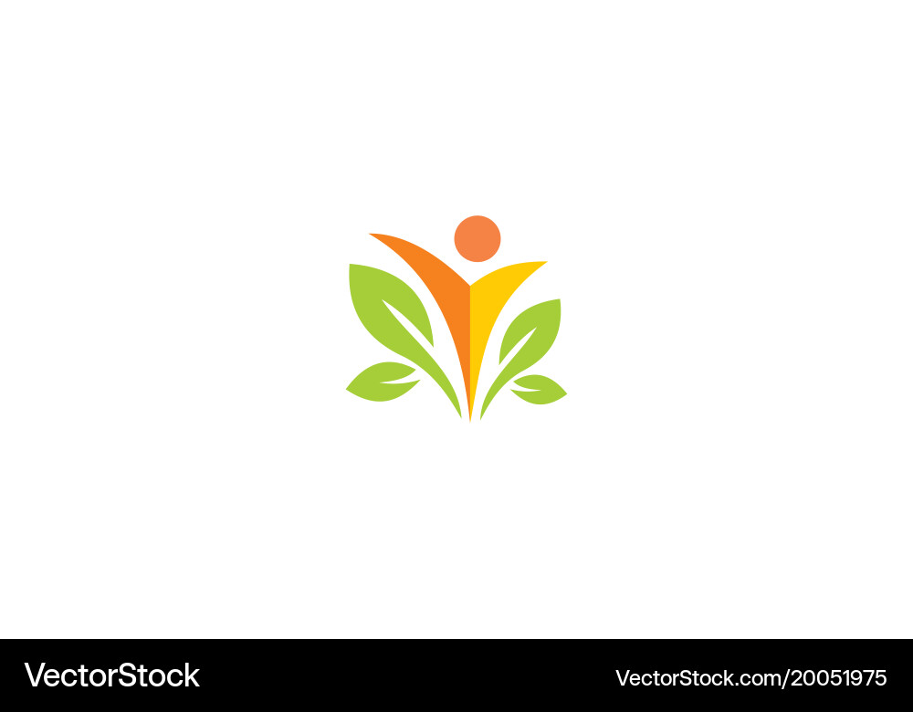 Happy man ecology green leaf logo Royalty Free Vector Image