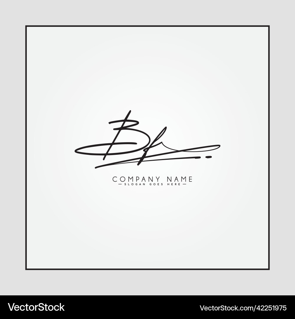 Initial letter bf logo - hand drawn signature Vector Image