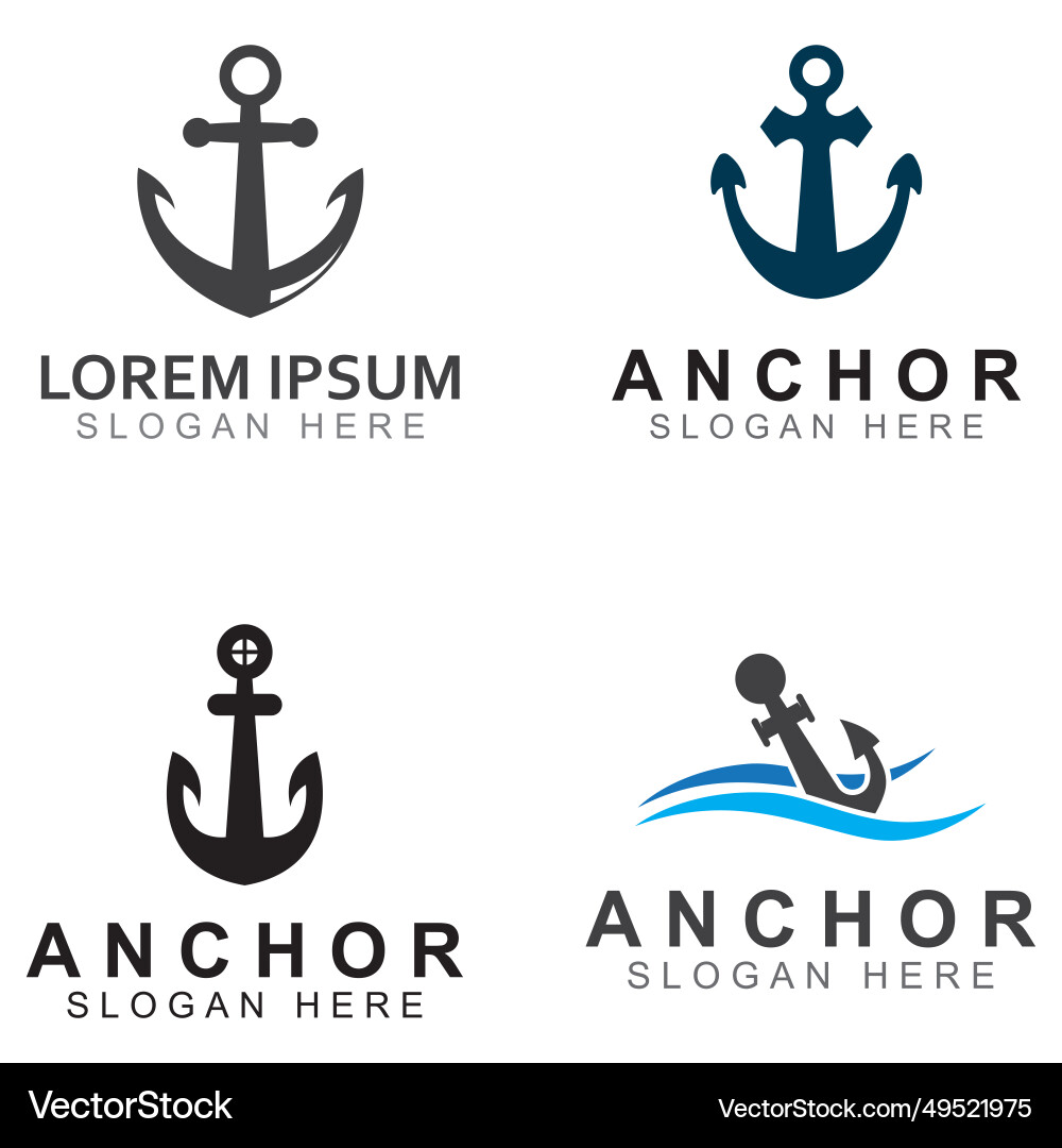 Logo and anchor symbol design template Royalty Free Vector
