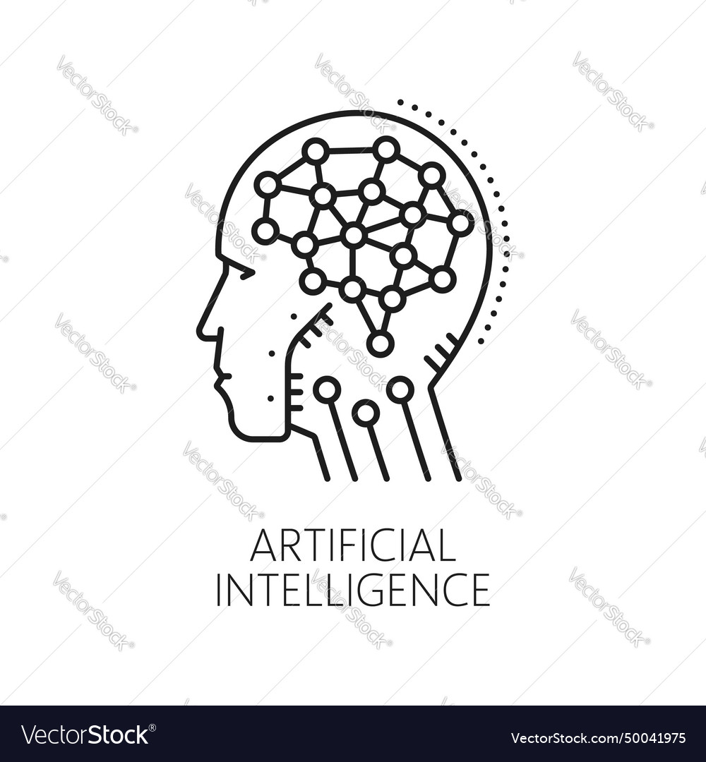 Machine learning ai algorithm outline icon Vector Image