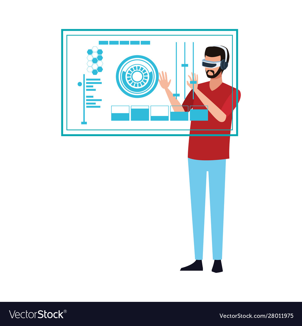 Man using technology augmented reality Royalty Free Vector