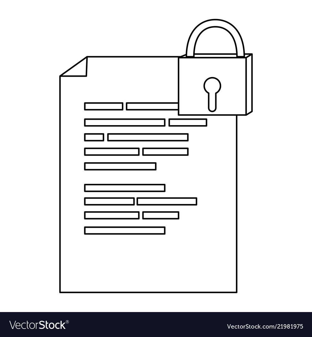 Outline document with program code and closed Vector Image