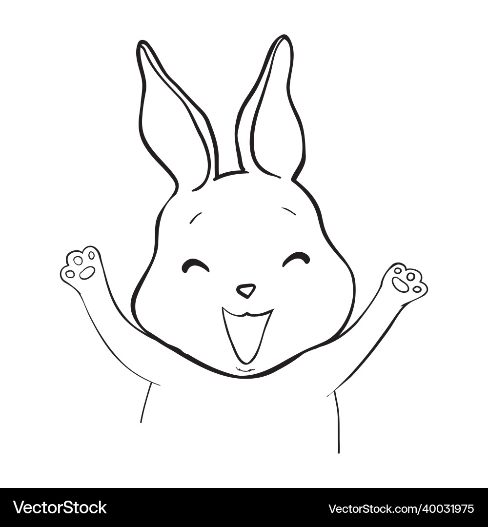 Rabbit close-up in a sitting position contour Vector Image