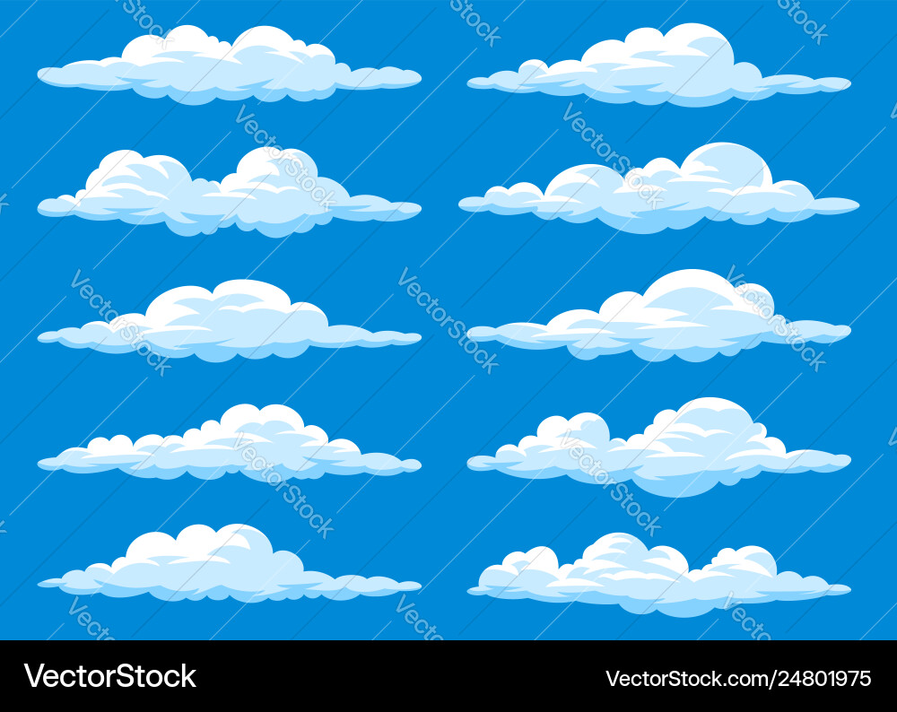 Set cartoon clouds Royalty Free Vector Image - VectorStock