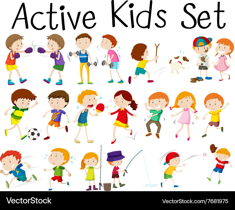 Set of children doing different activities Vector Image