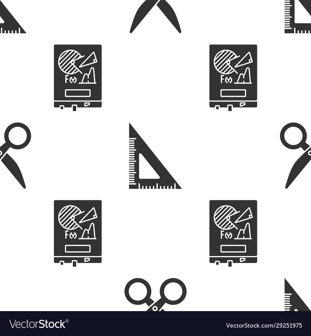 Set scissors triangular ruler and board Royalty Free Vector