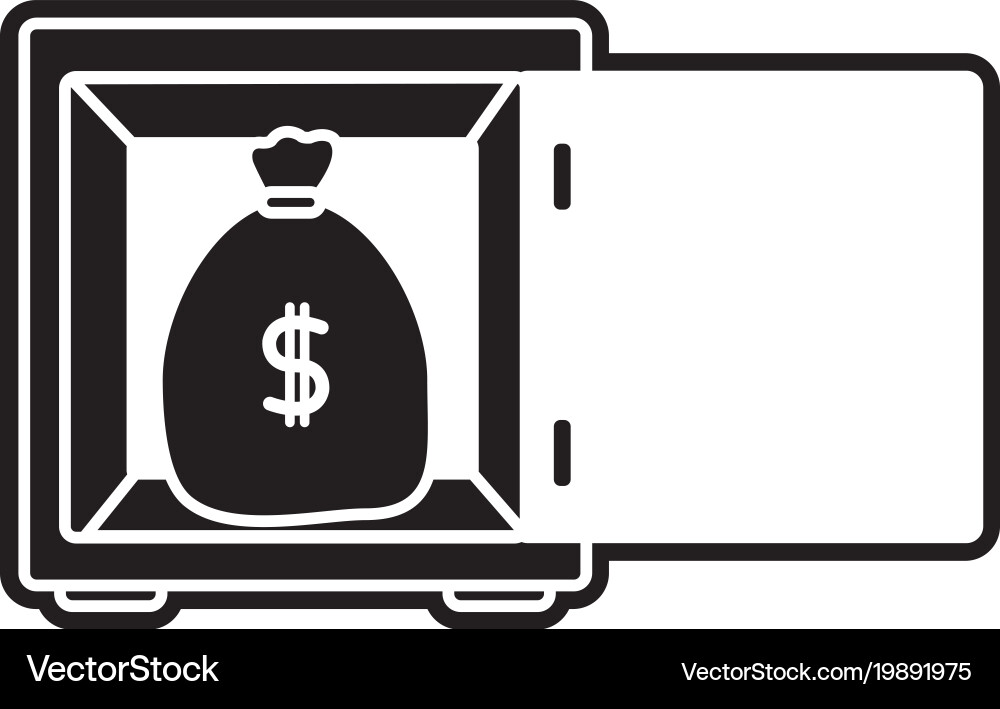 Silhouette bag with peso symbol inside strong box Vector Image