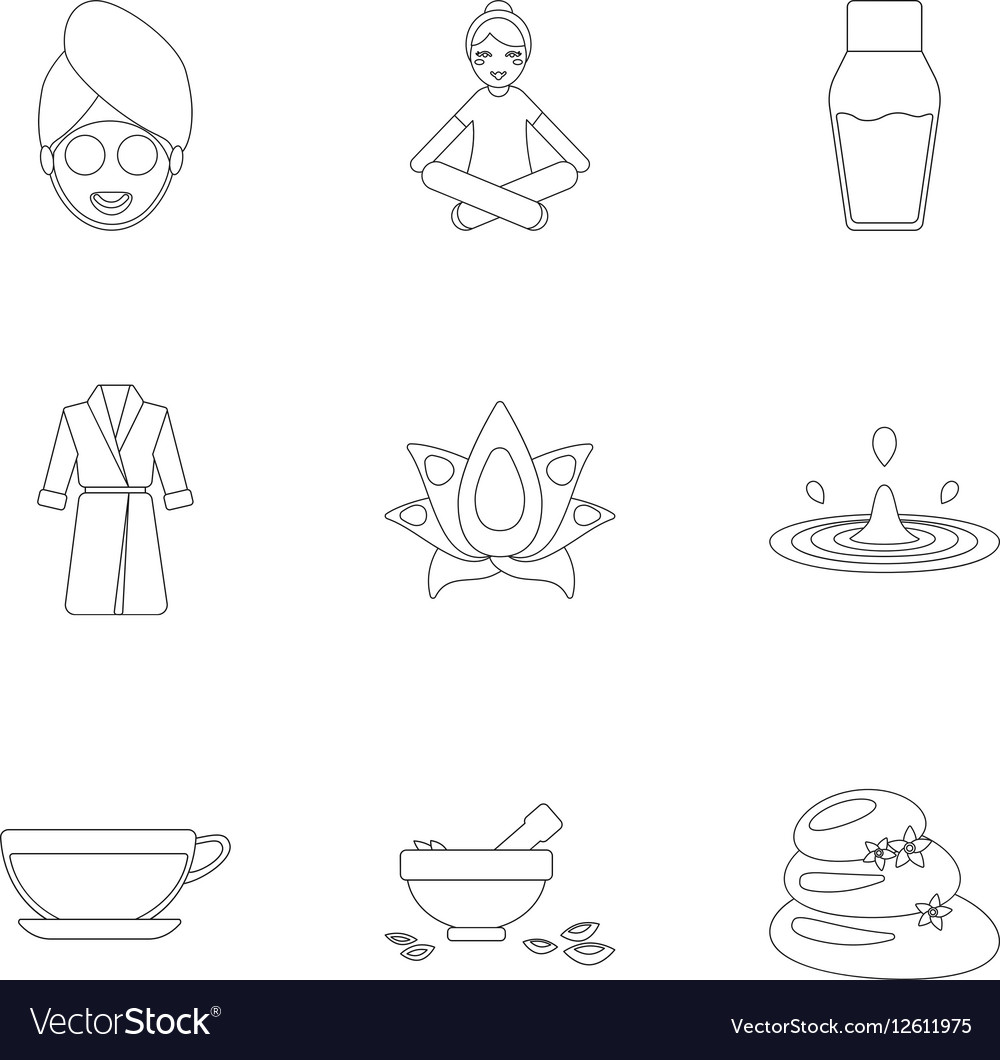 Spa Set Icons In Outline Style Big Collection Vector Image