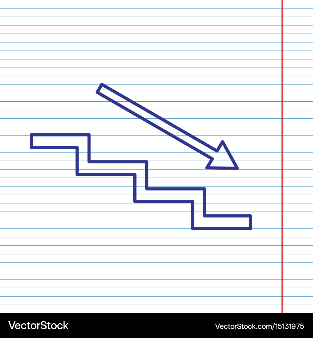 Stair down with arrow navy line icon Royalty Free Vector
