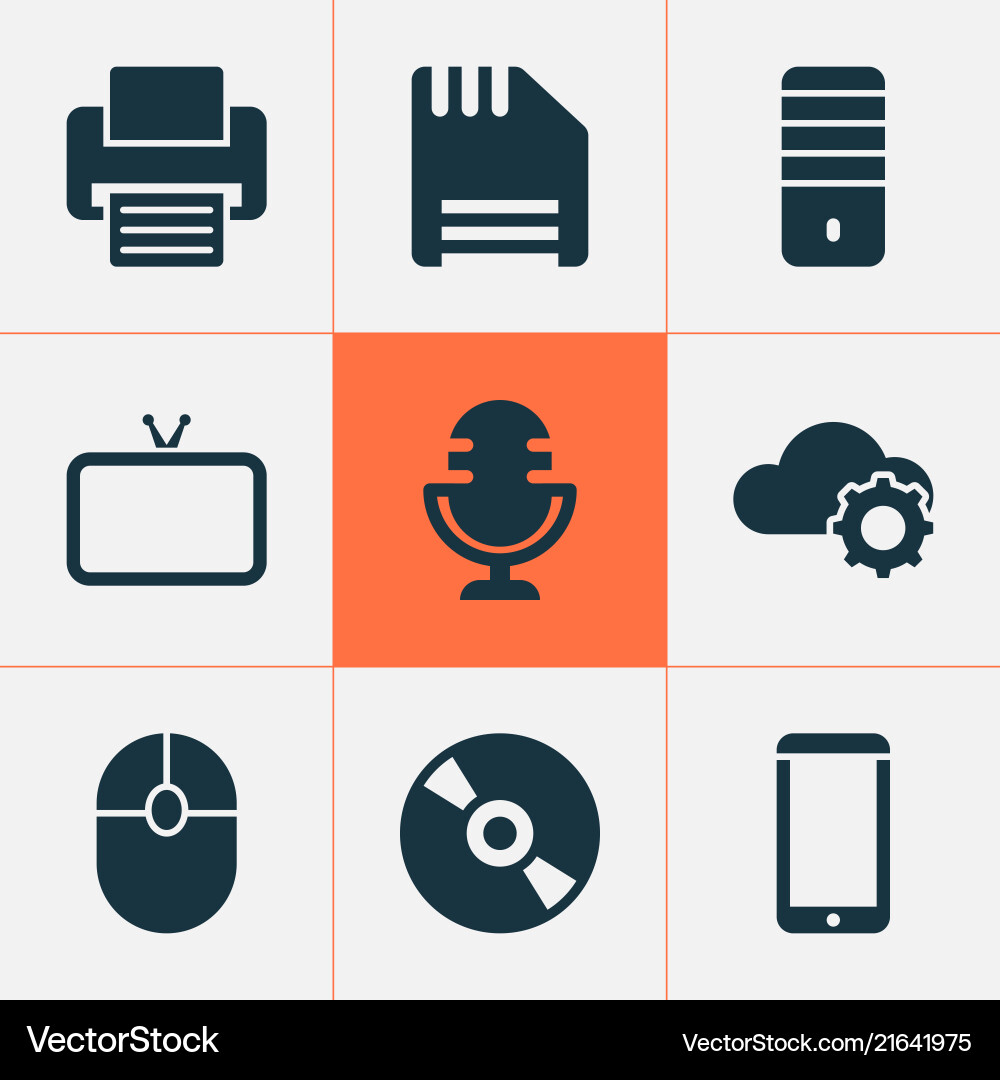 Technology icons set with cloudtech mouse pc Vector Image