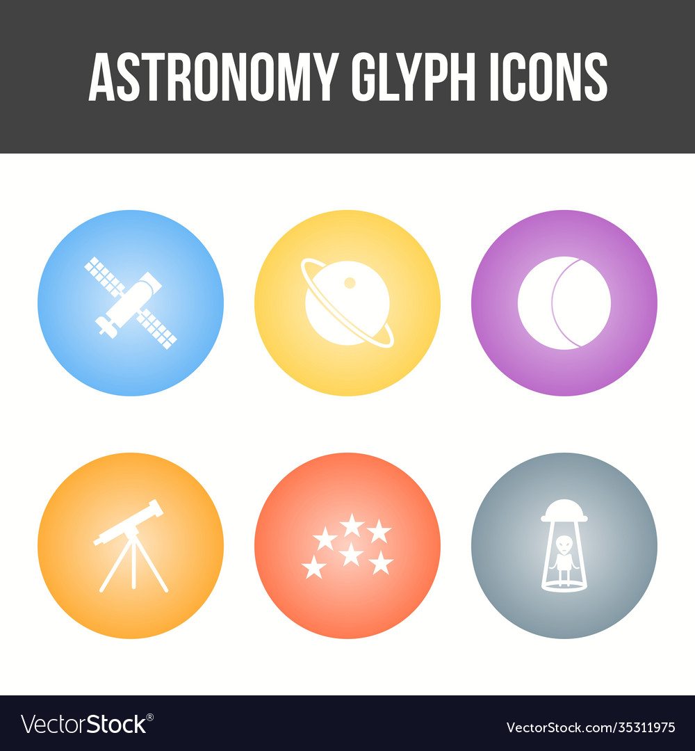 Unique astronomy glyph icon set Royalty Free Vector Image