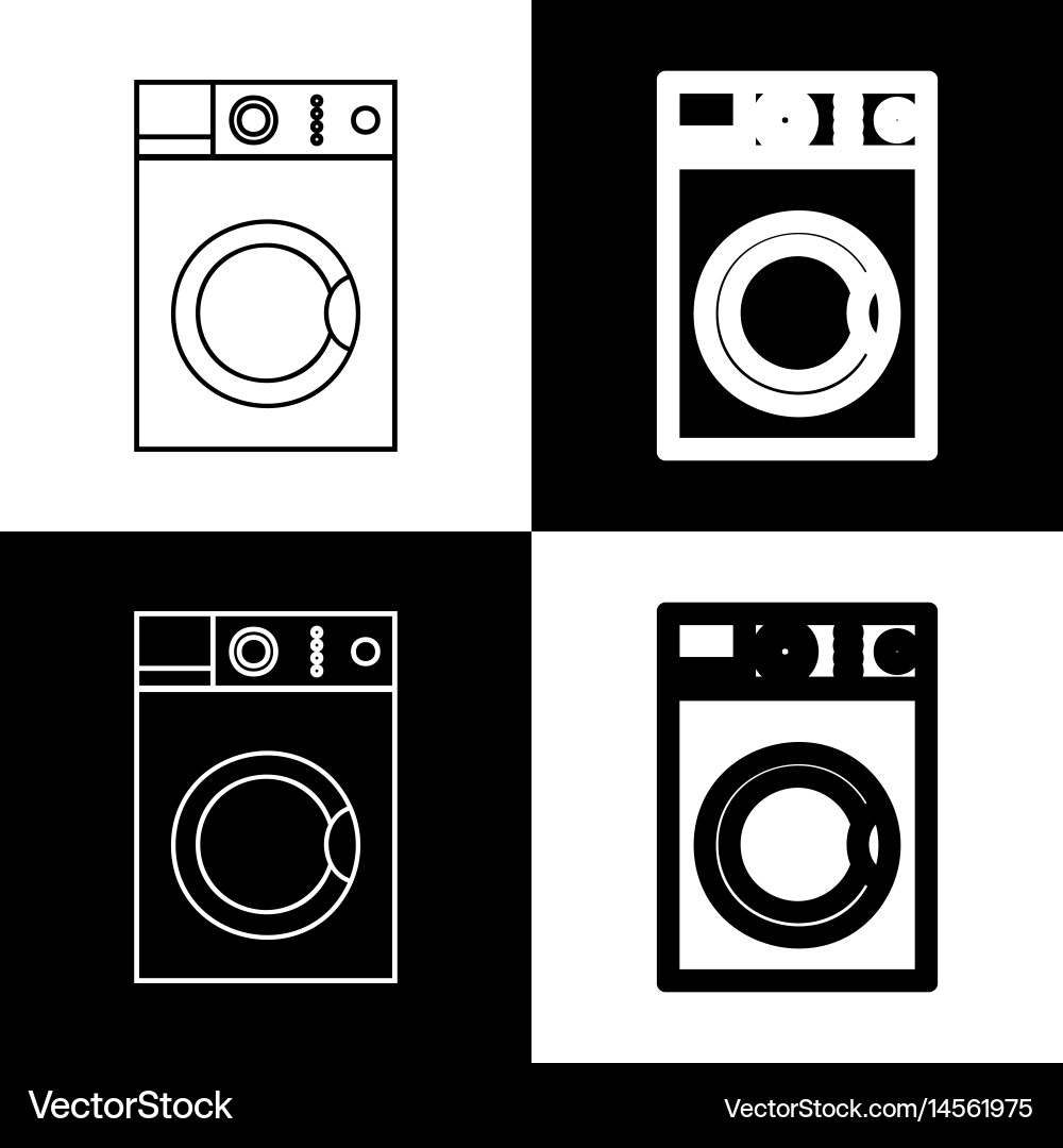 Washing machine sign black and white Royalty Free Vector