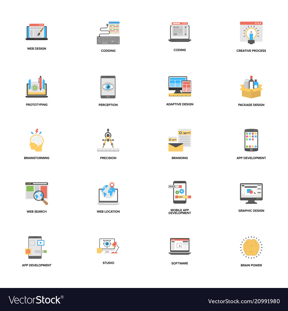 Bundle of web and mobile application development Vector Image
