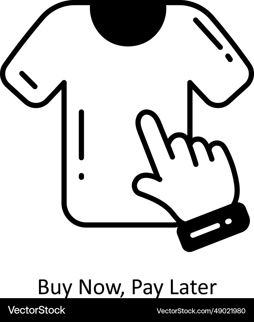 Buy now pay later doodle icon design Royalty Free Vector