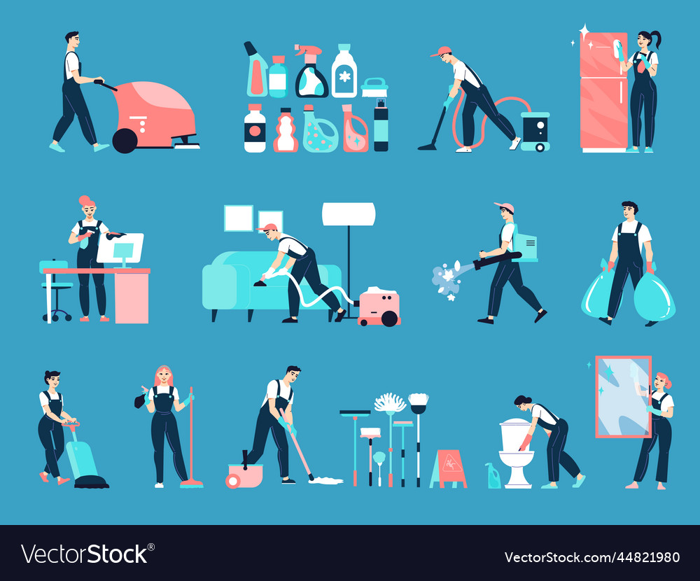 Cleaning service set Royalty Free Vector Image
