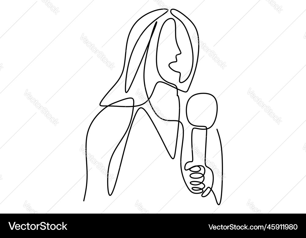 Continuous line drawing of a reporter Royalty Free Vector