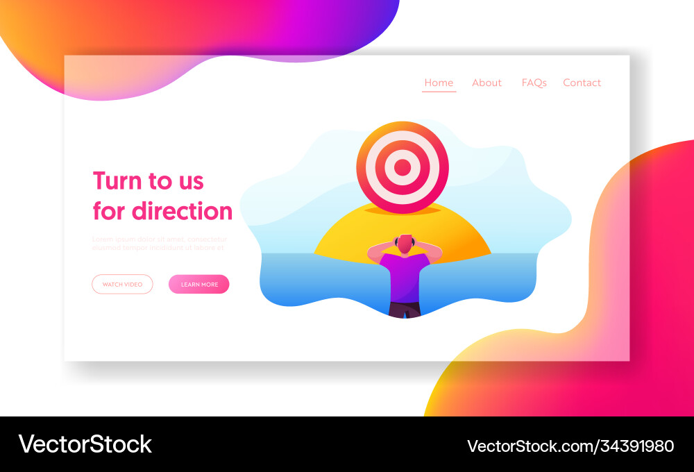 Distant goal aim achievement landing page Vector Image