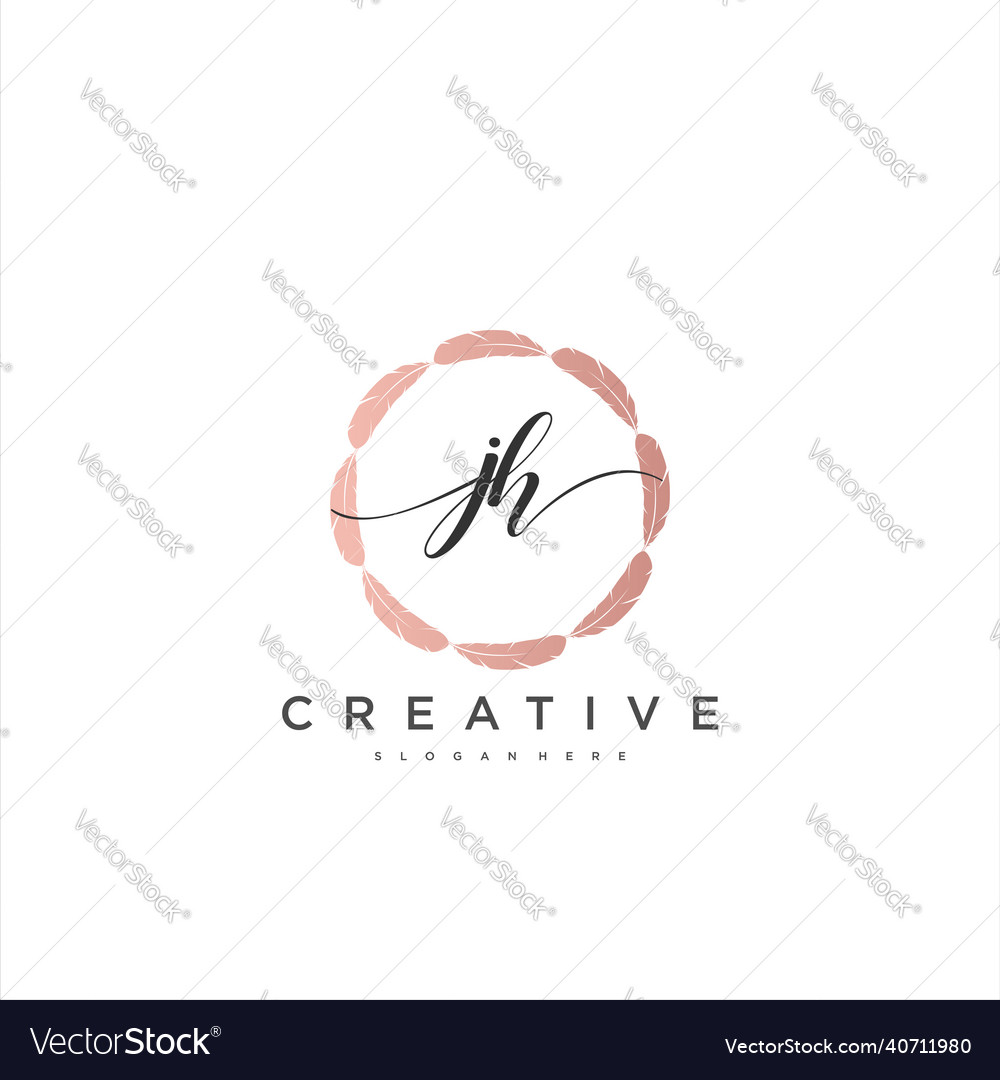 Jh initial handwriting minimalist geometric logo Vector Image Jh initial handwriting minimalist geometric logo Vector Image