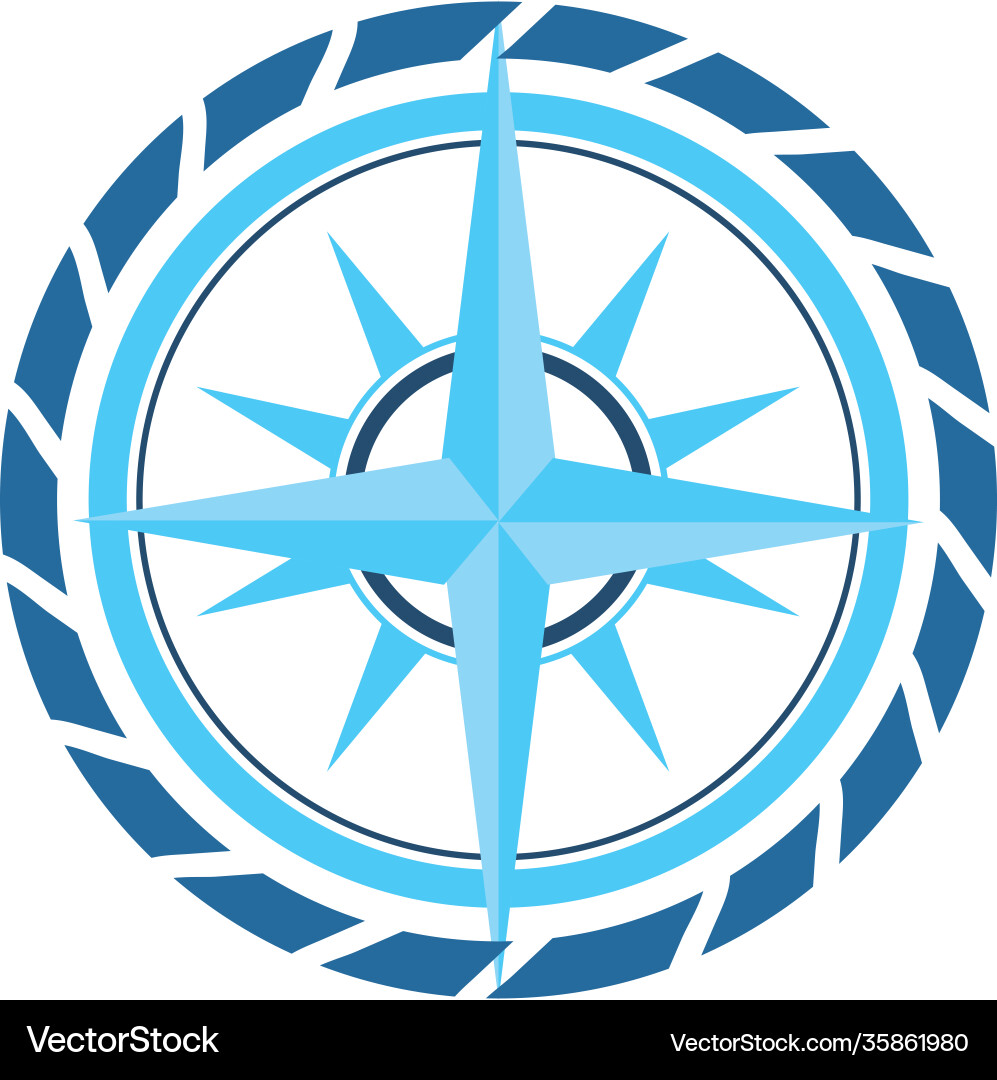 Nautical compass in seal stamp design Royalty Free Vector